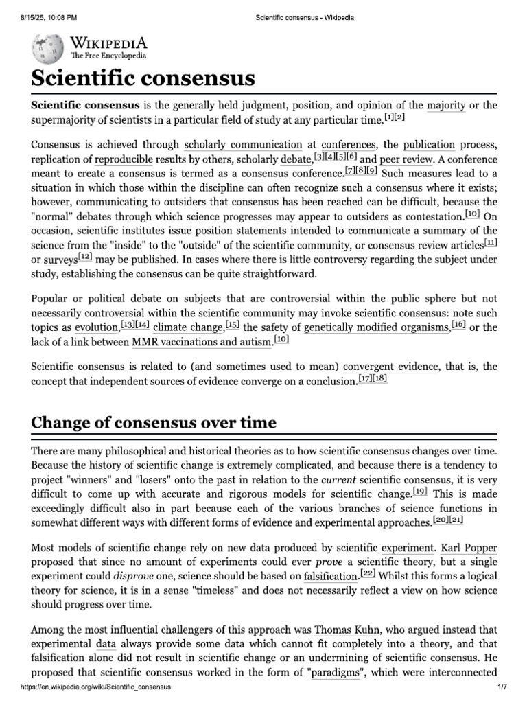 Scientific Consensus - Wikipedia | PDF