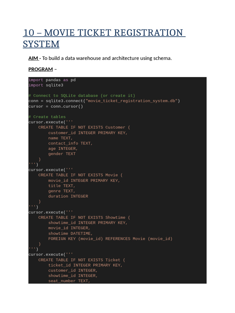 Movie Ticket Registration System | PDF | Information Science | Data