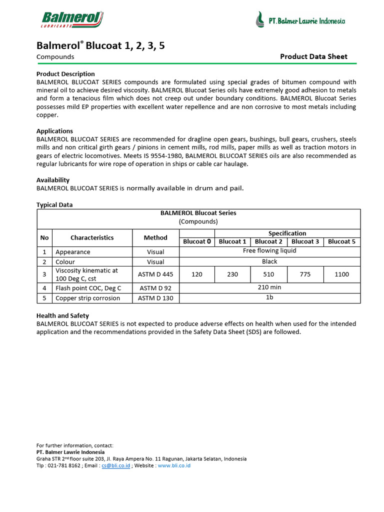 Balmerol Blucoat Series Product Data Sheet | PDF | Materials ...