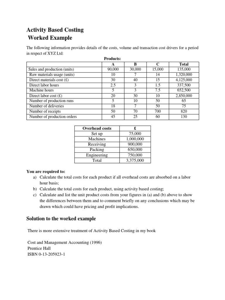 Activity Based Costing Example | PDF | Cost | Economics