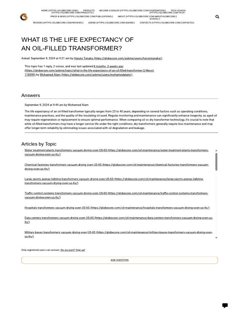 [ITEM 1] What is the life expectancy of an oil-filled transformer ...