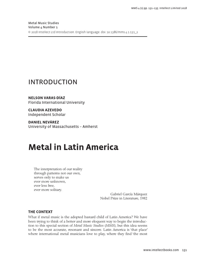 Metal Music in Latin America | PDF | Latin America | Heavy Metal Music