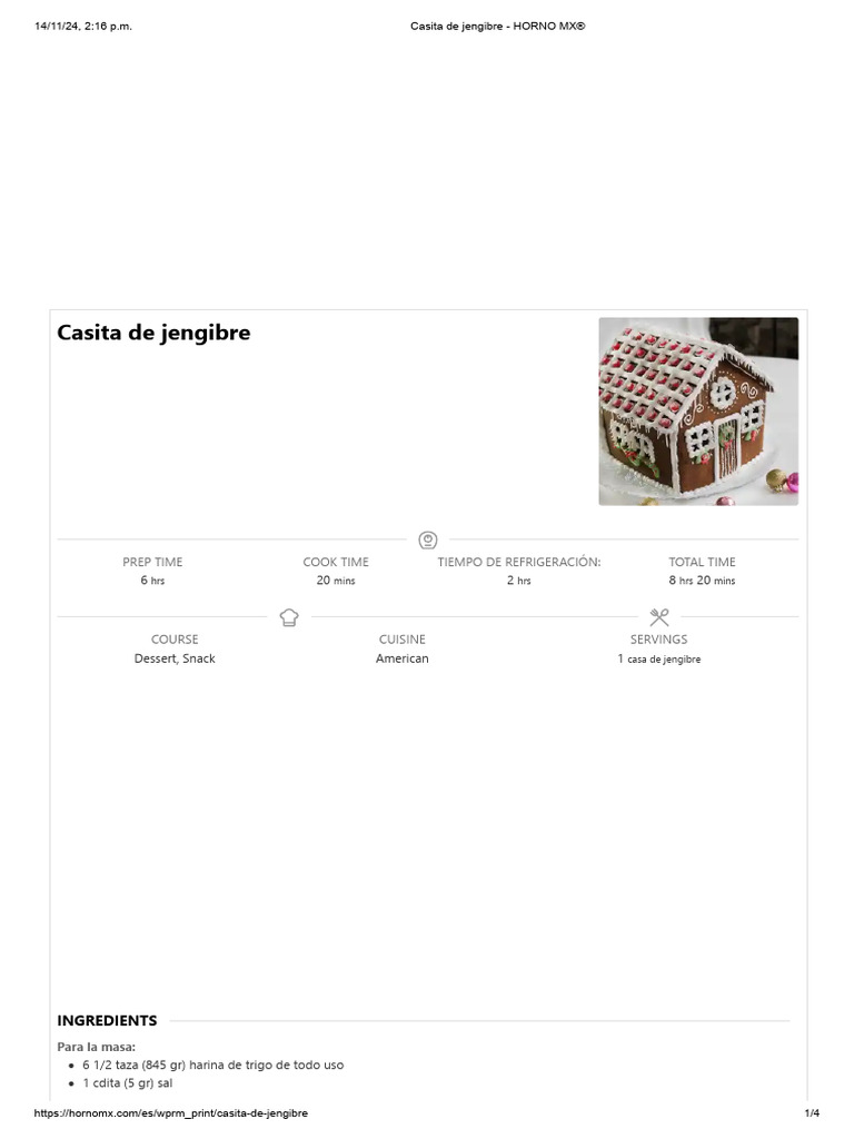 Receta de Casita de Jengibre Fácil | PDF | Alimentos
