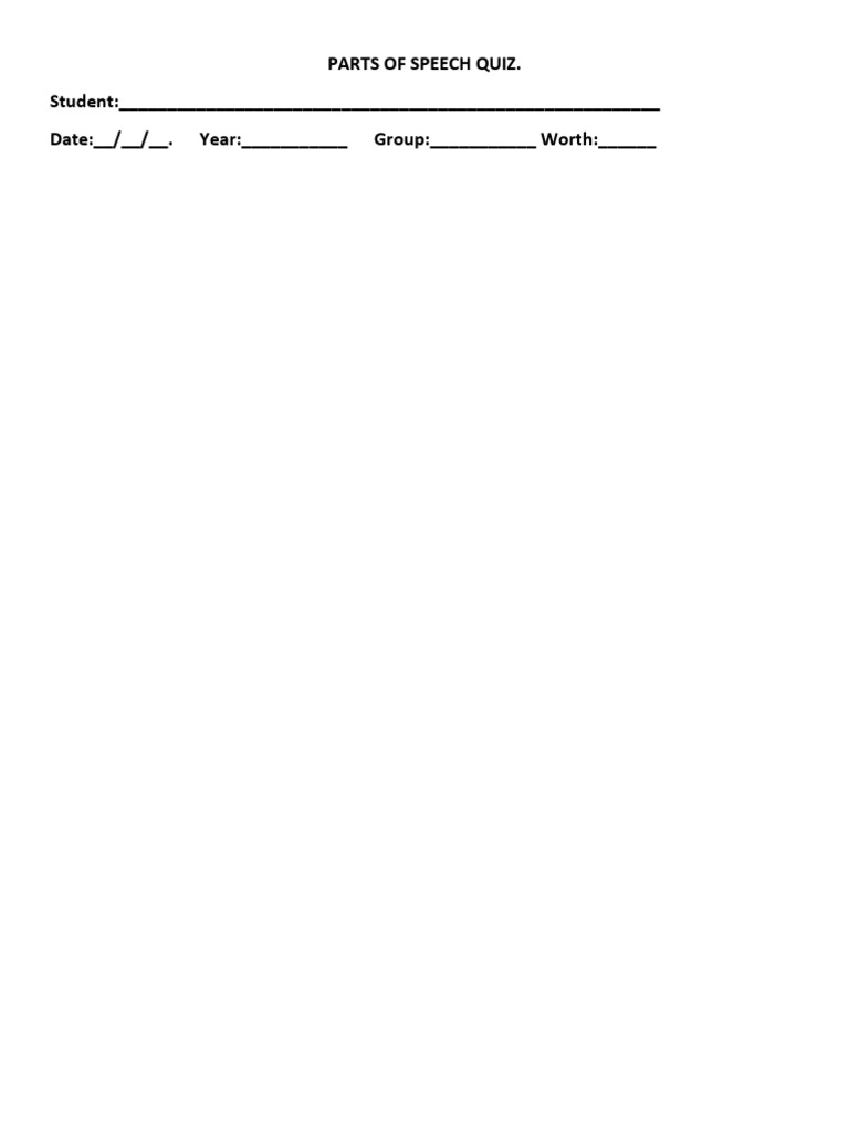 Parts of Speech Quiz | PDF | Adverb | Part Of Speech