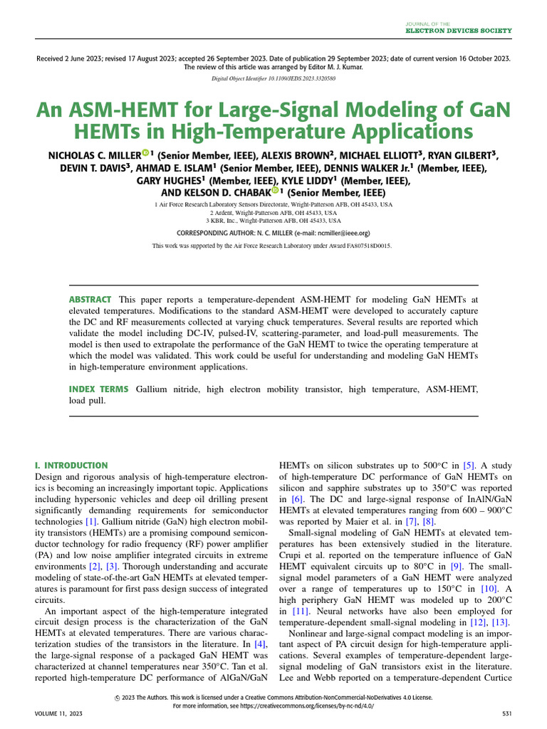 ASM-HEMT Modeling for High-Temperature GaN | PDF | Electronic ...