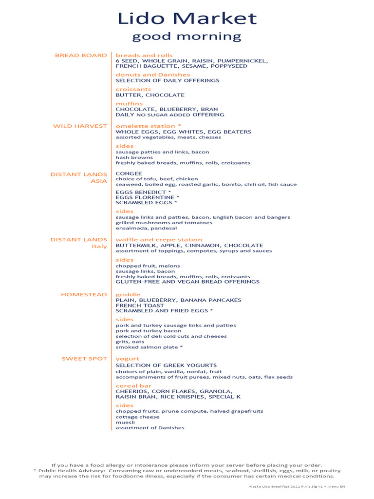 Lido Breakfast Menu Overview | PDF | Sausage | Muffin