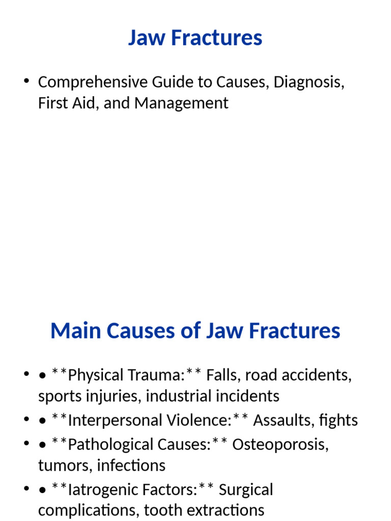 Jaw Fractures: Causes, Diagnosis & First Aid | PDF | Diseases And ...