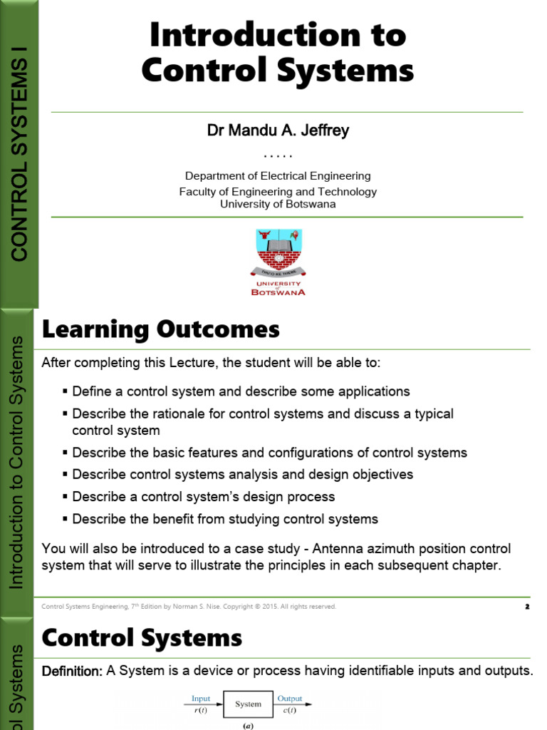Introduction to Control Systems Concepts | PDF | System | Control Theory