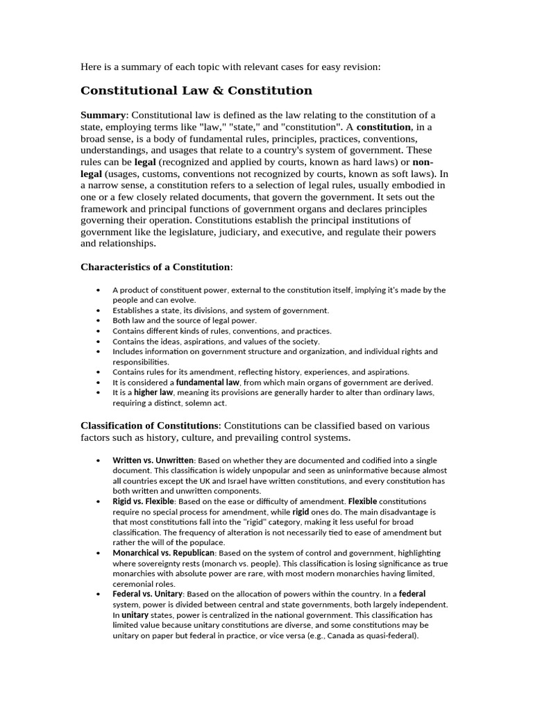 Overview of Constitutional Law Principles | PDF | Rule Of Law ...