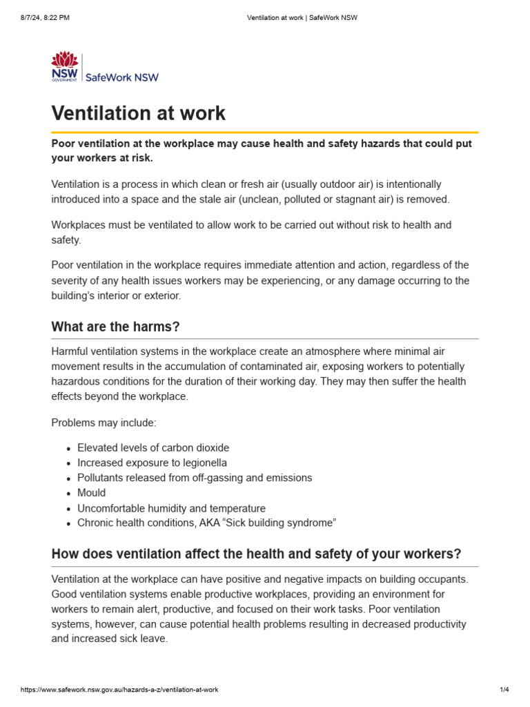 Workplace Ventilation Health Risks | PDF | Ventilation (Architecture ...