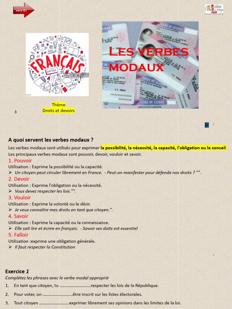 Les verbes modaux et leurs usages | PDF | Citoyenneté | France