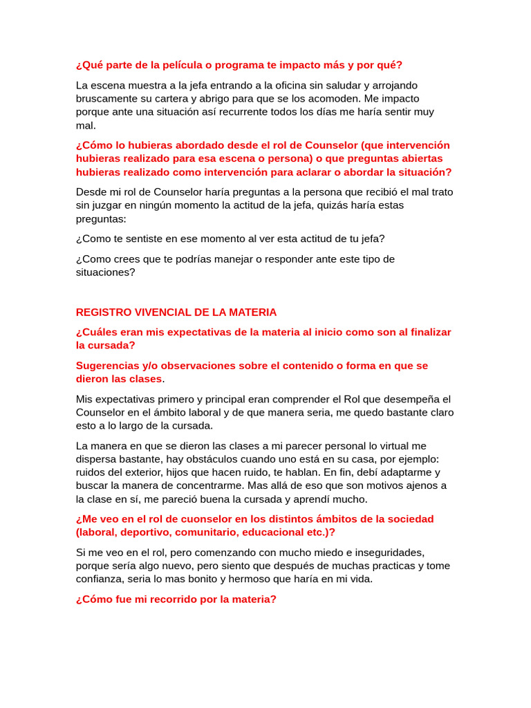 Couseling Laboral TP Laura | PDF | Sicología | Ciencias del comportamiento