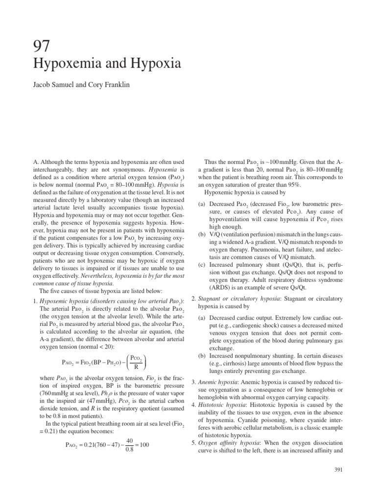 Hypoxia vs. Hypoxemia Explained | PDF | Pulmonology | Respiratory System