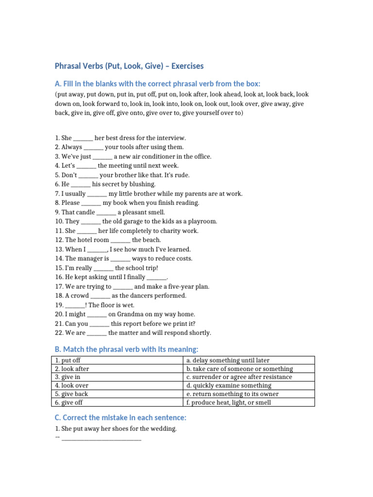 Full Phrasal Verbs Exercises | PDF | Chess | Chess Theory