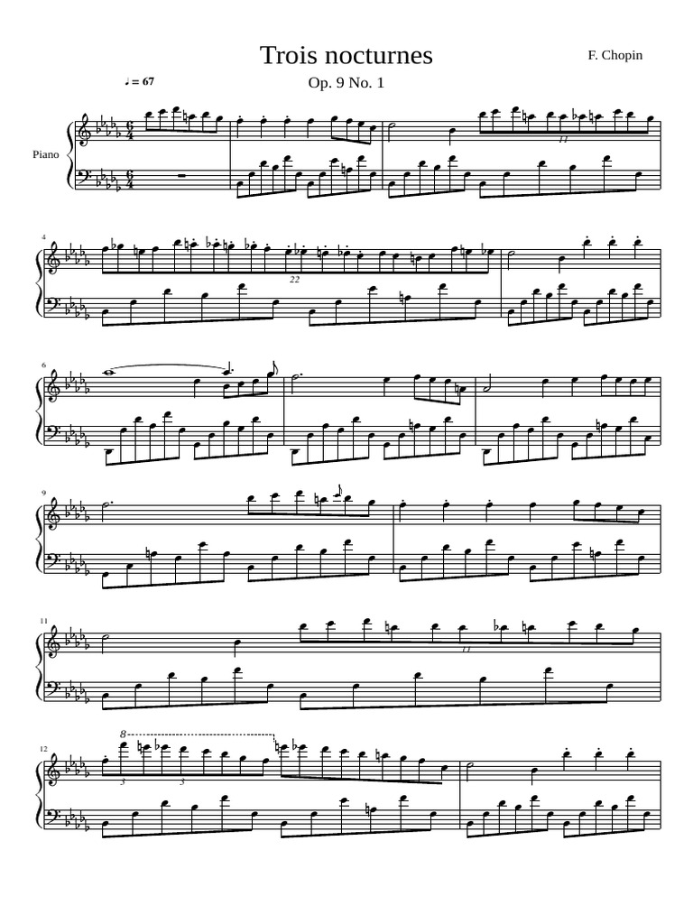 Chopin Noc Op9 No1 Bbmin | PDF | Musical Compositions | Compositions