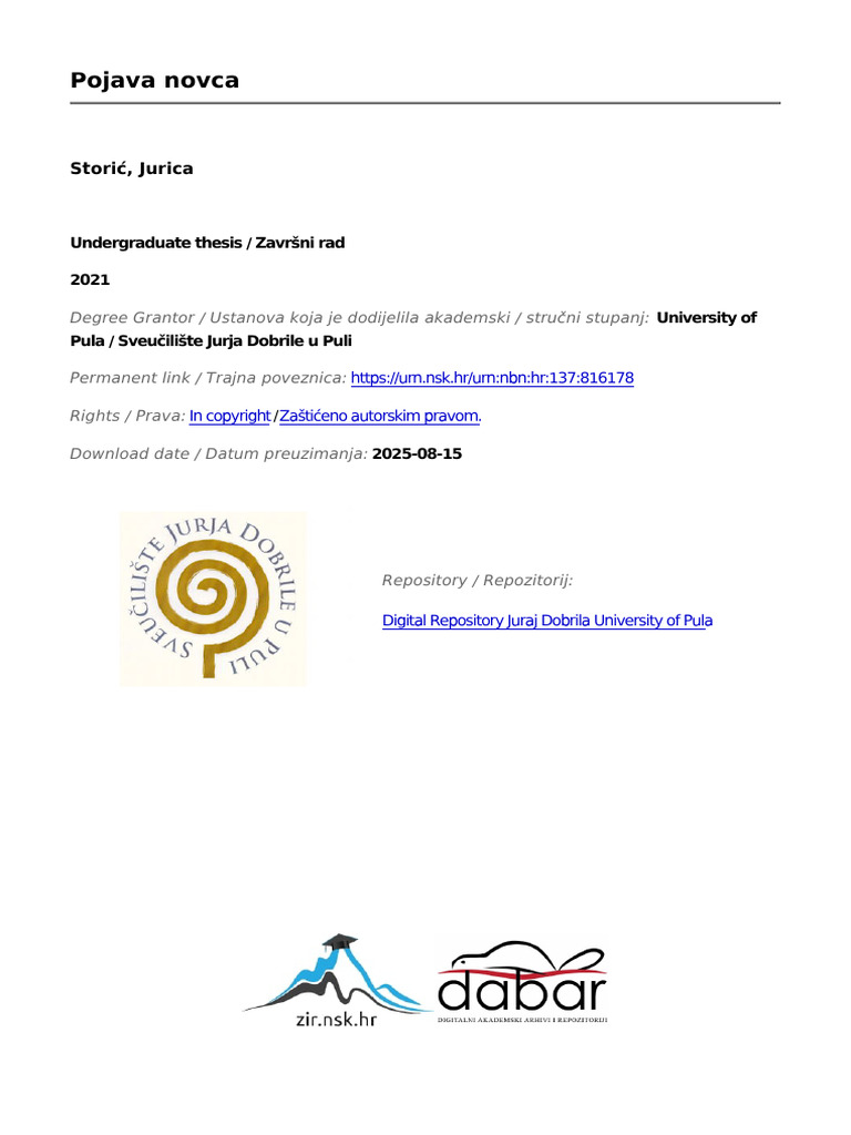 Pojava Novca: Storić, Jurica | PDF