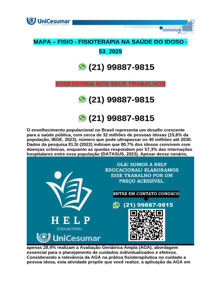 Mapa - Fisio - Fisioterapia Na Saúde Do Idoso - 53 - 2025 | PDF | Geriatria | Brasil