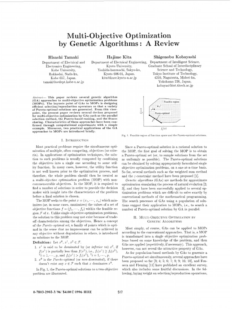 Multi-Objective Optimization by Genetic Algorithms A Review | PDF | Genetic Algorithm ...