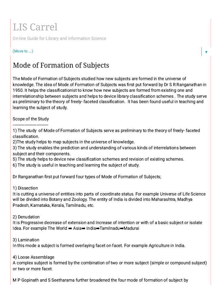 Understanding Subject Formation in LIS | PDF | Science