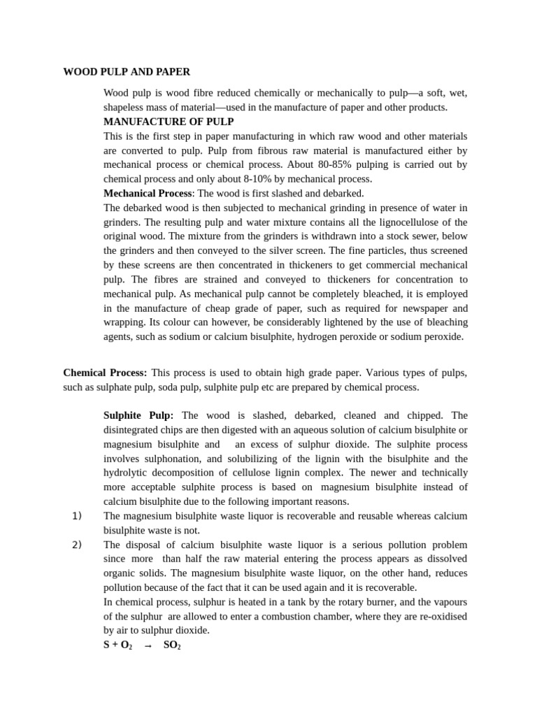 Wood Pulp Production and Pollution Impact | PDF | N Ox | Pulp (Paper)