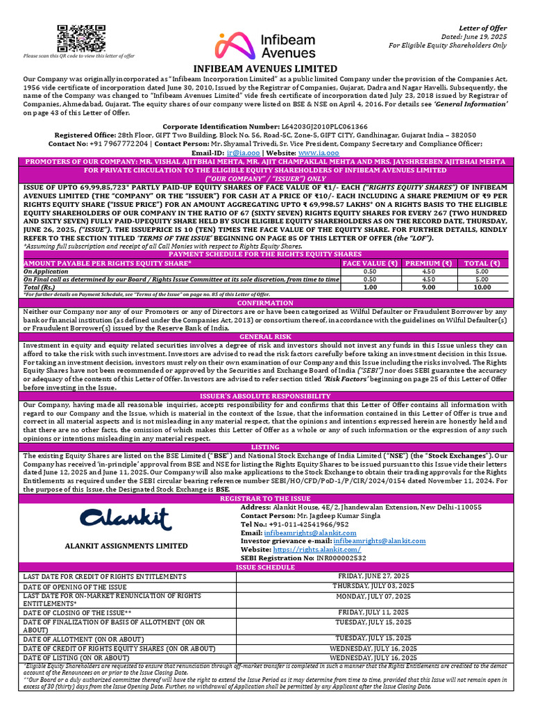 Letter of Offer | PDF | Equity (Finance) | Stocks