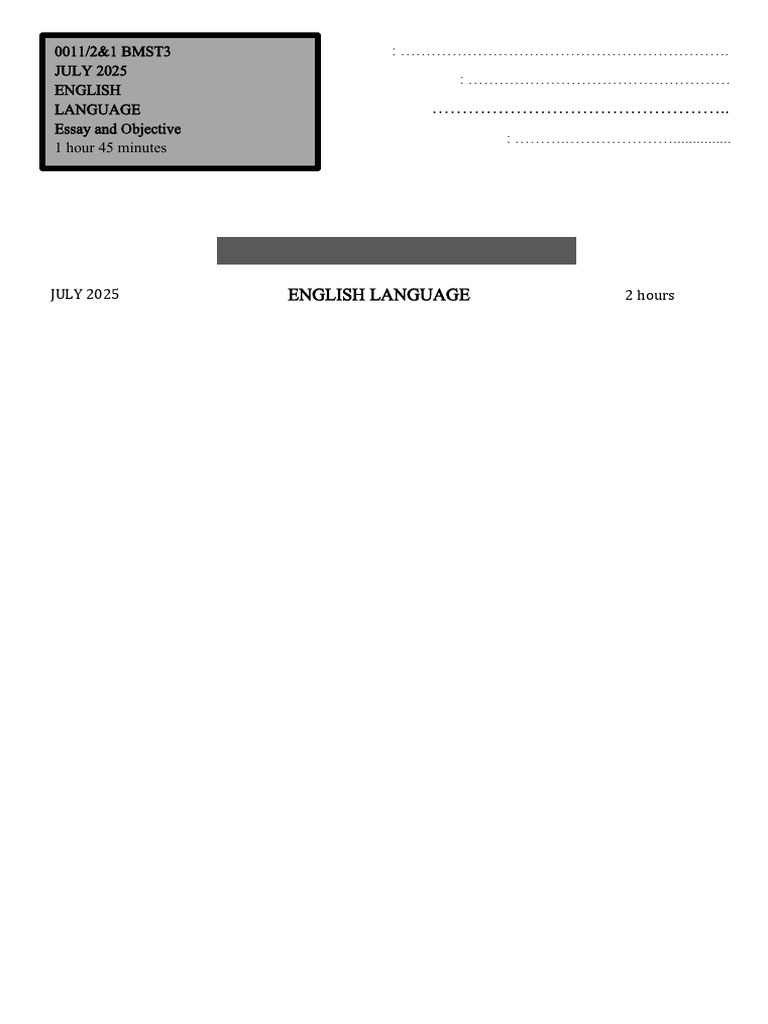 BECE English Term 3 Exam 2025 | PDF