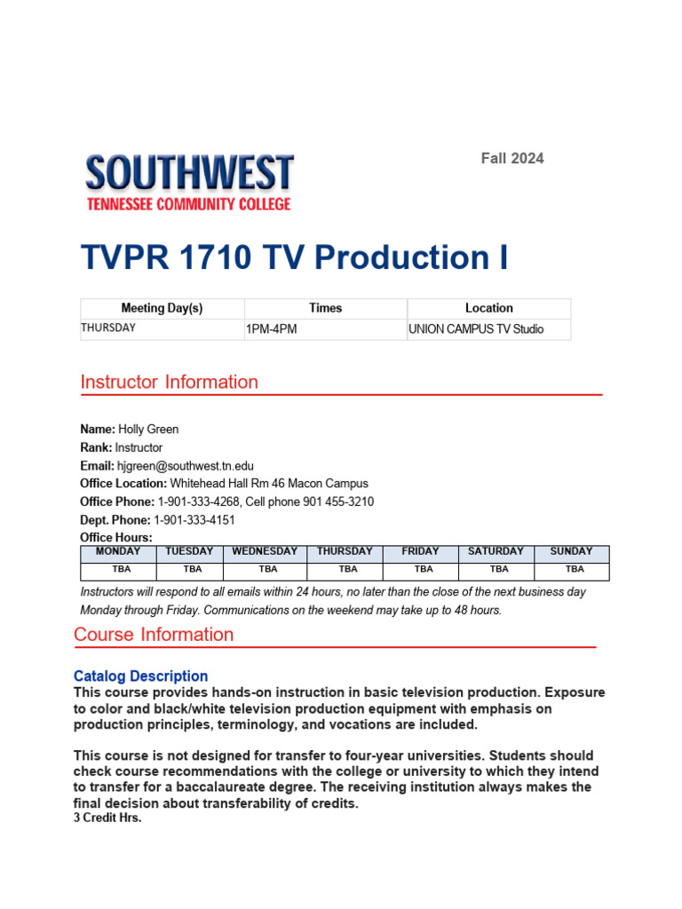 TV Production I Course Overview | PDF | Academic Dishonesty | Libraries