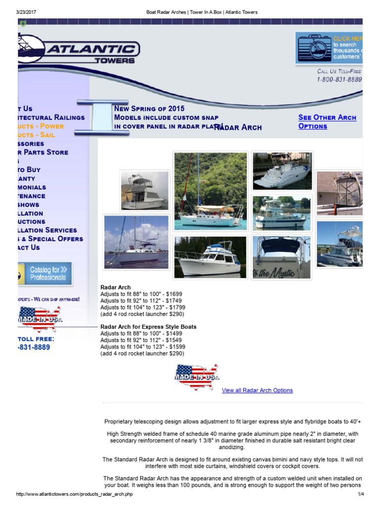 Boat Radar Arches - Tower in A Box - Atlantic Towers | PDF