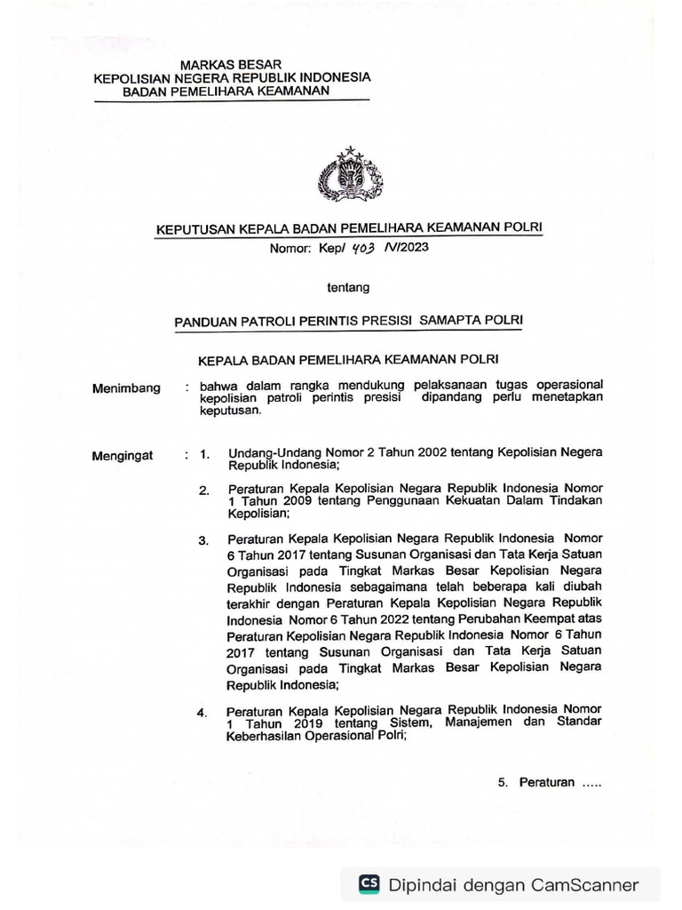 Panduan Patroli Perintis Presisi Samapta | PDF