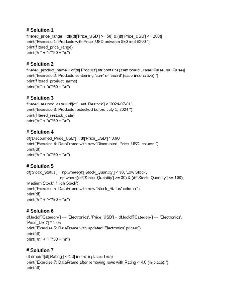Filtering and Handling Rows-Solutions | PDF