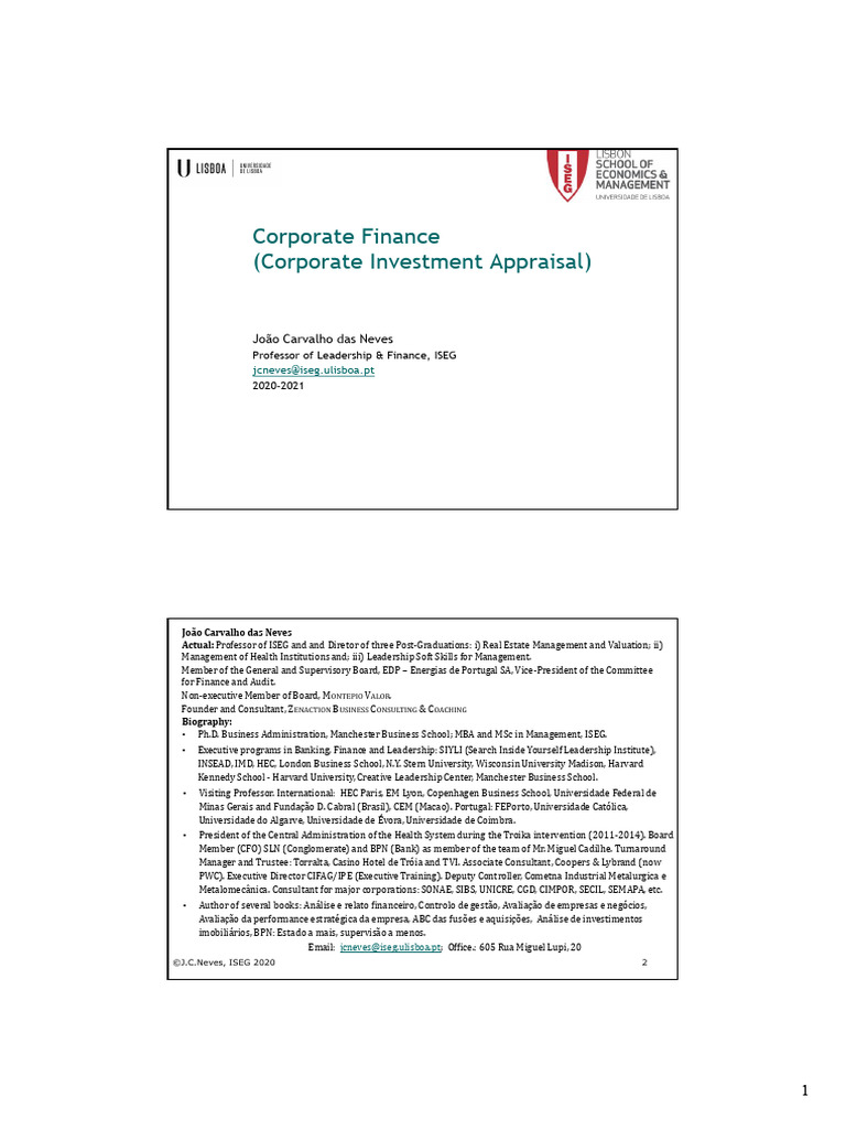 2020 01 Introduction Corporate Finance | PDF | Balance Sheet | Financial Economics