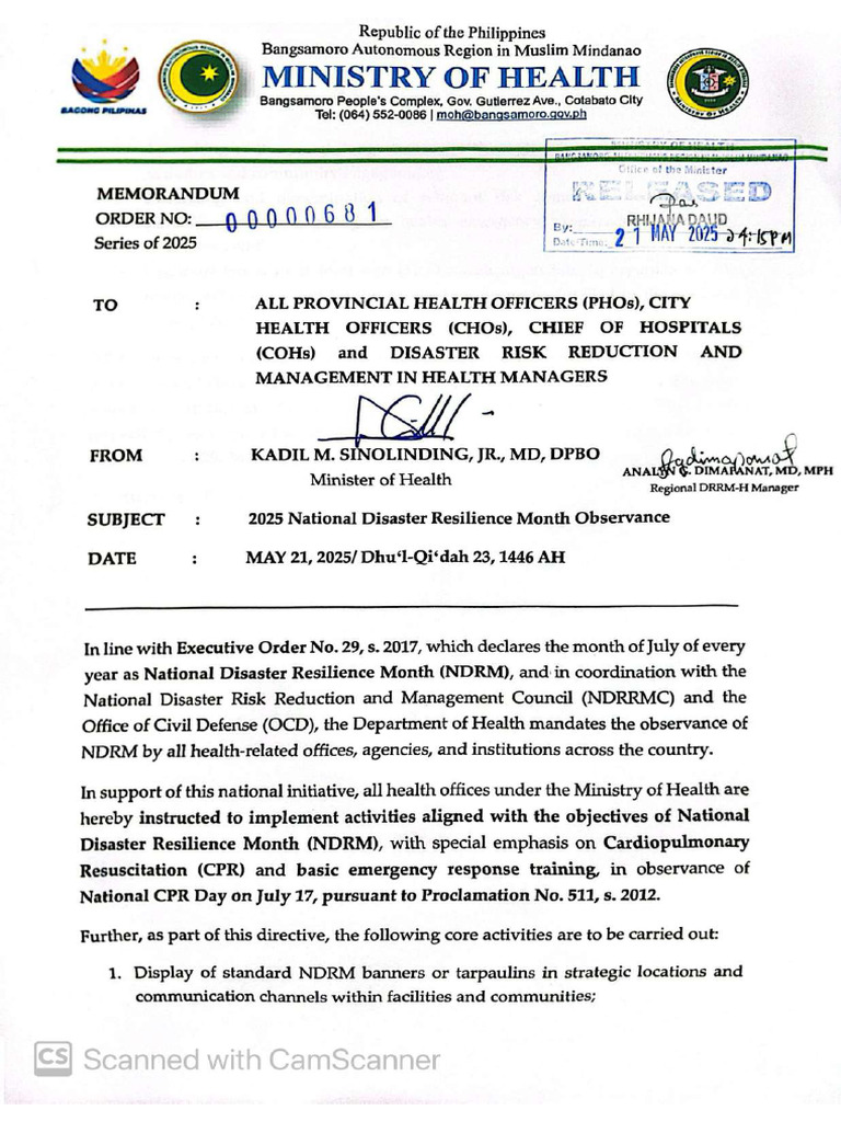 2025 National Disaster Resilience Month Observance Memorandum Order | PDF