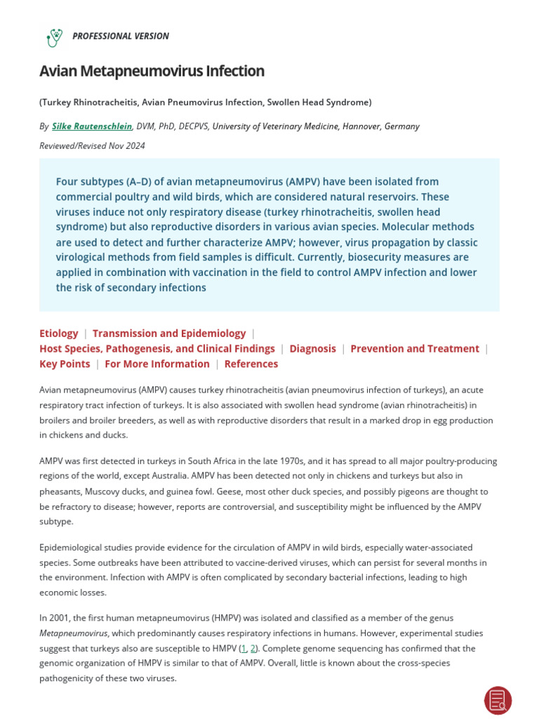 Avian Metapneumovirus Overview | PDF | Vaccines | Microbiology