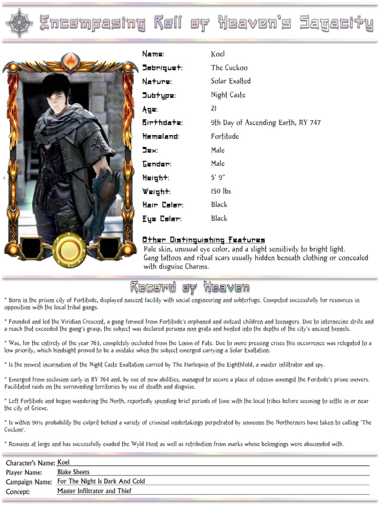 1 - Blake - Koel (Night Caste Solar Exalt) | PDF