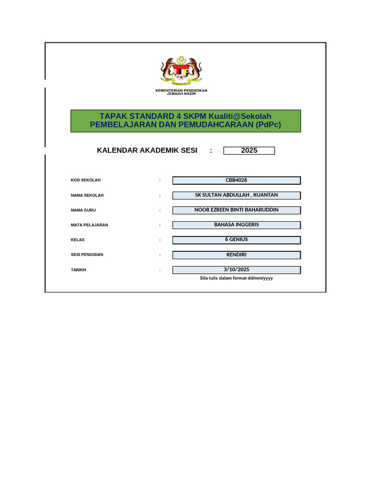 06_-_Tapak_Standard_4_PENILAIAN_KENDIRI_2025(1) | PDF