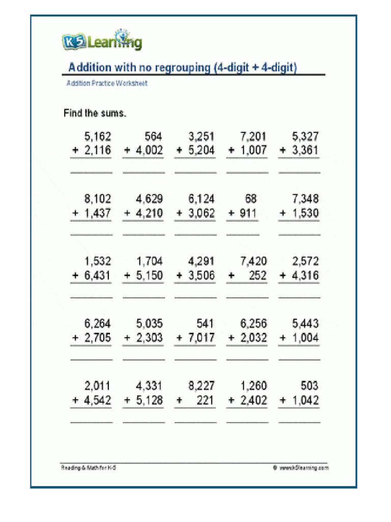 Adding Without Regrouping | PDF