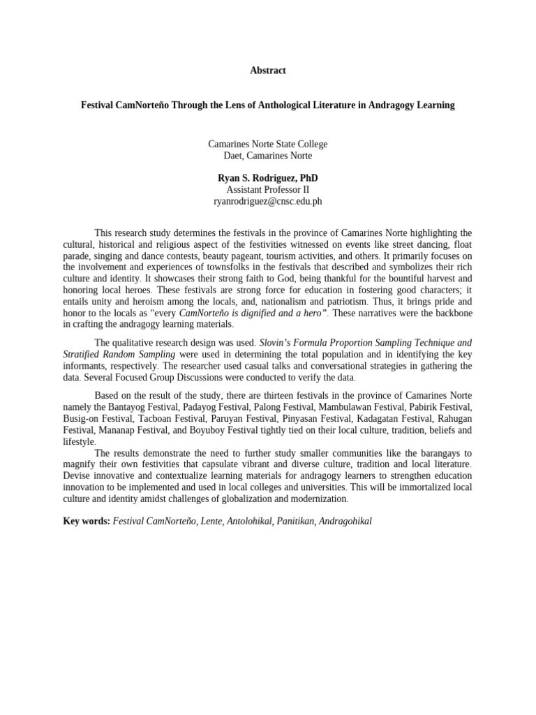Festival CamNorteño Through The Lens of Anthological Literature in ...