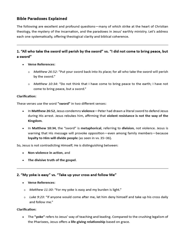 Understanding Bible Paradoxes | PDF | Jesus | Gospel Of Matthew
