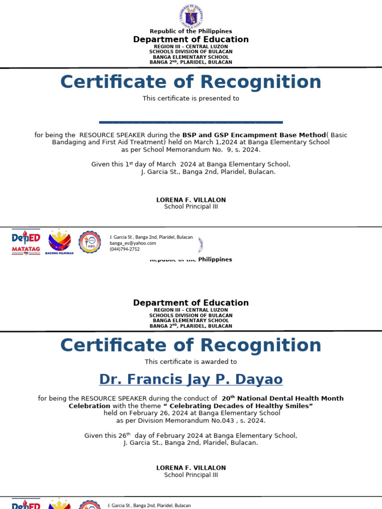 Certificate-Bsp and GSP Encampment (Sir Garino) | PDF | Philippines