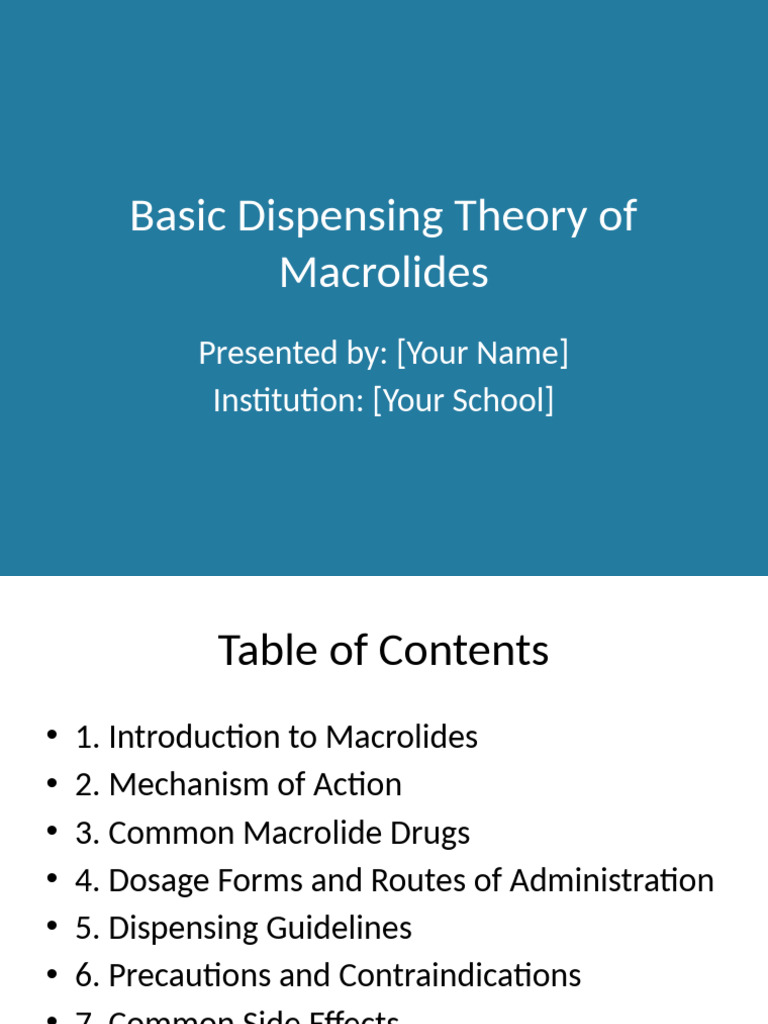 Basic Dispensing Theory of Macrolides Enhanced | PDF