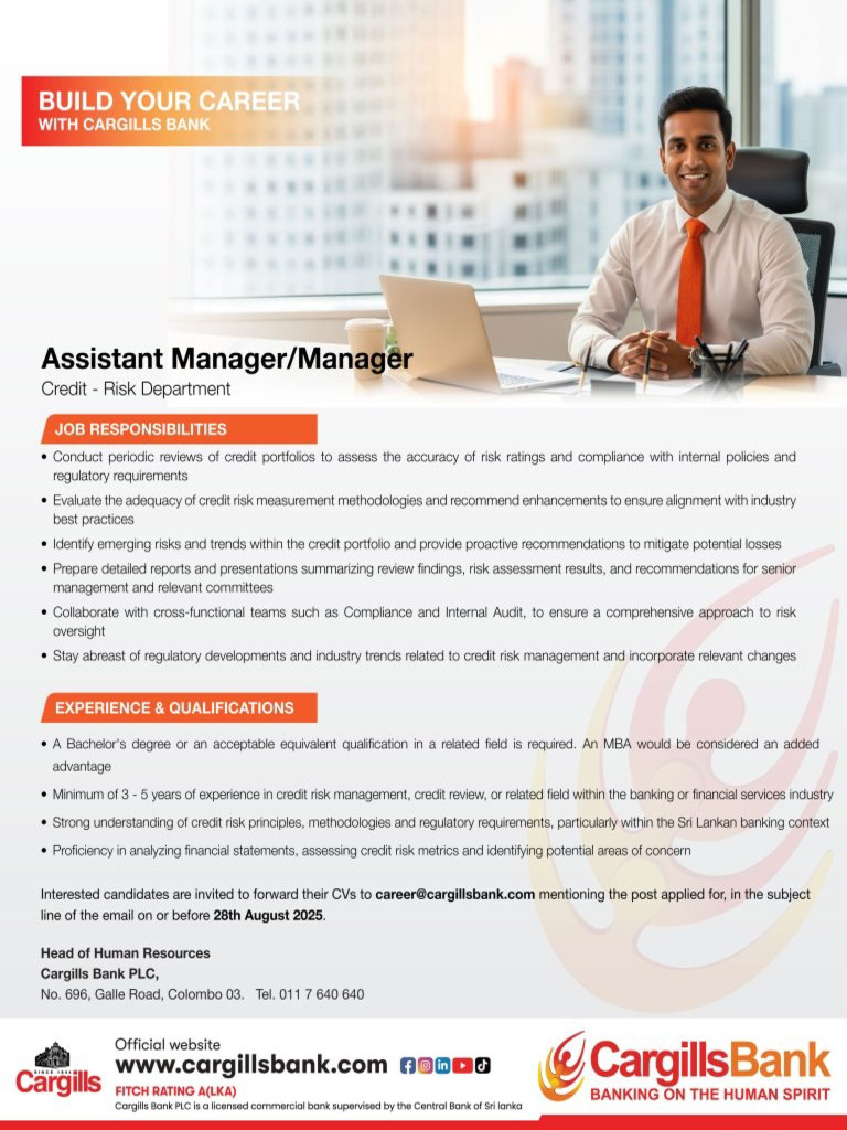 Manager Assistant Manager Credit Cargills Bank | PDF