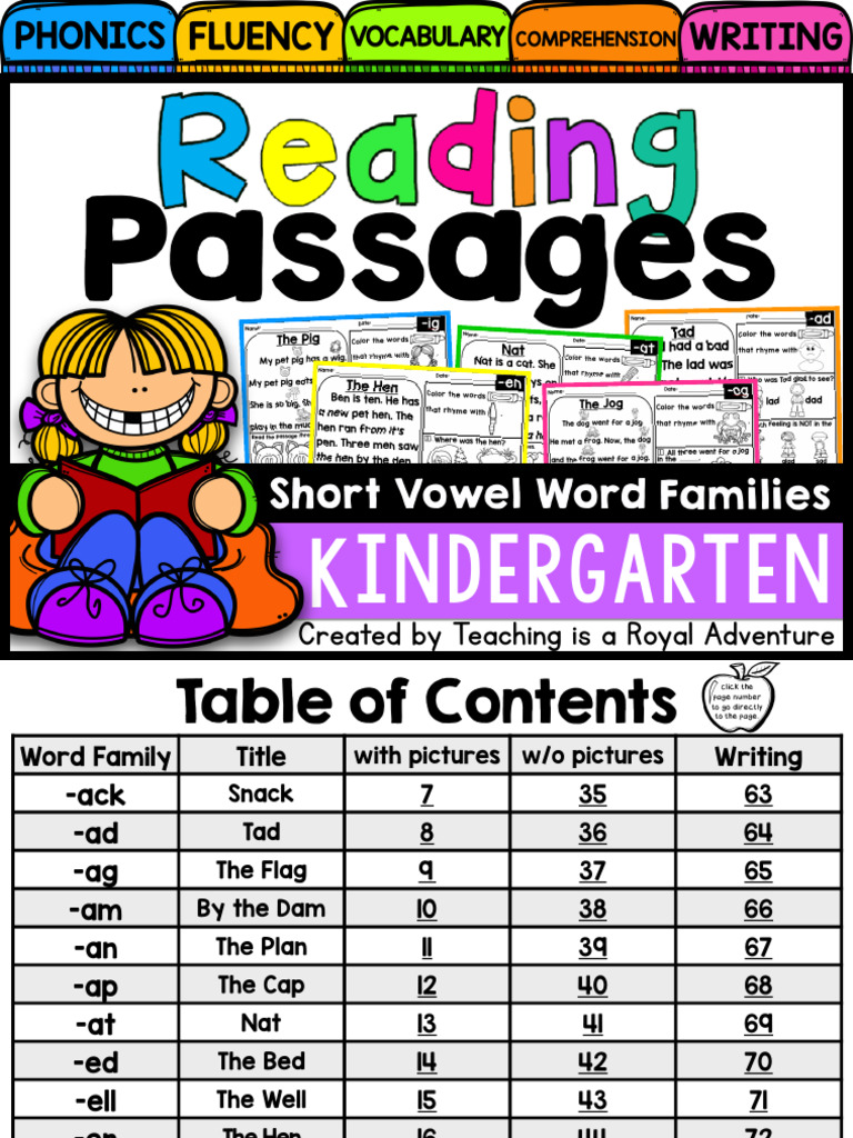 01.short Vowel Fluency Passages For EARLY READERS | PDF | Reading ...