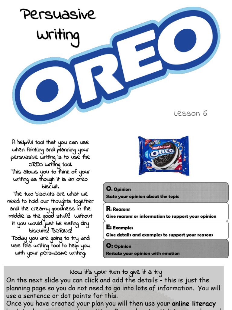 OREO Method for Persuasive Writing | PDF