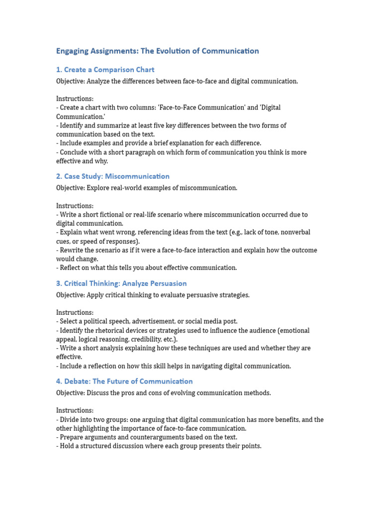 Engaging Assignments Communication | PDF | Communication | Human Communication