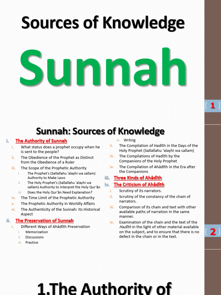 Islamic Studies Module 5 Sources of Knowledge in Islam 2. Sunnah | PDF ...