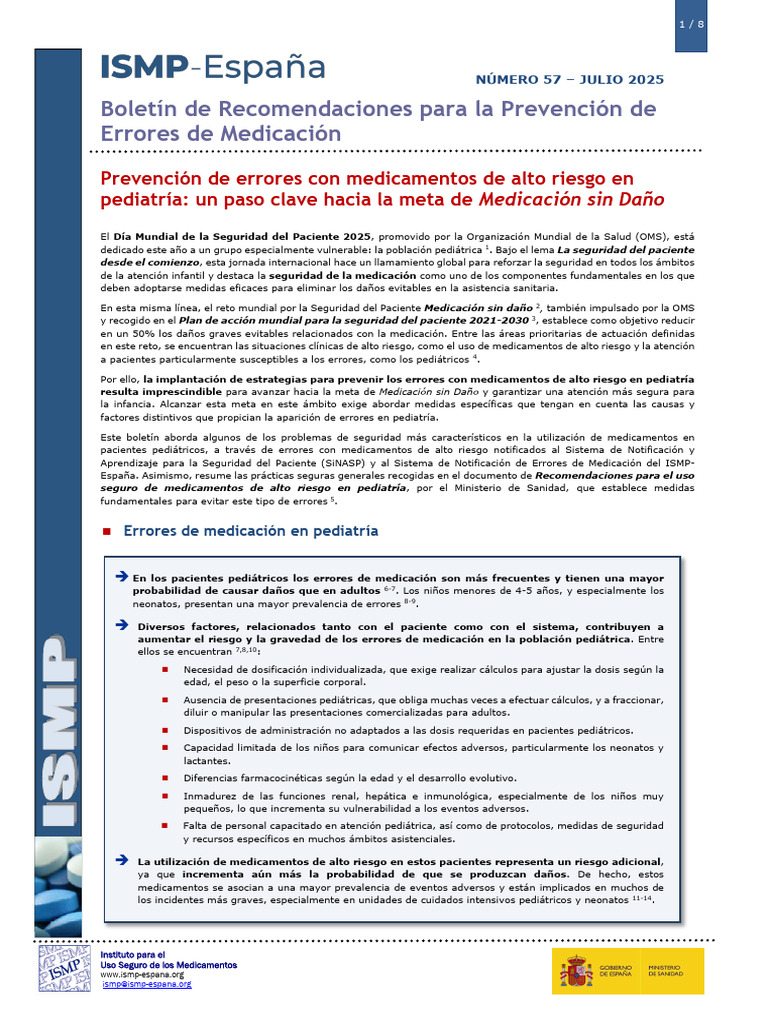 Boletín 57 (Julio 2025) Ismp Pediatria | PDF | Medicamentos con receta ...