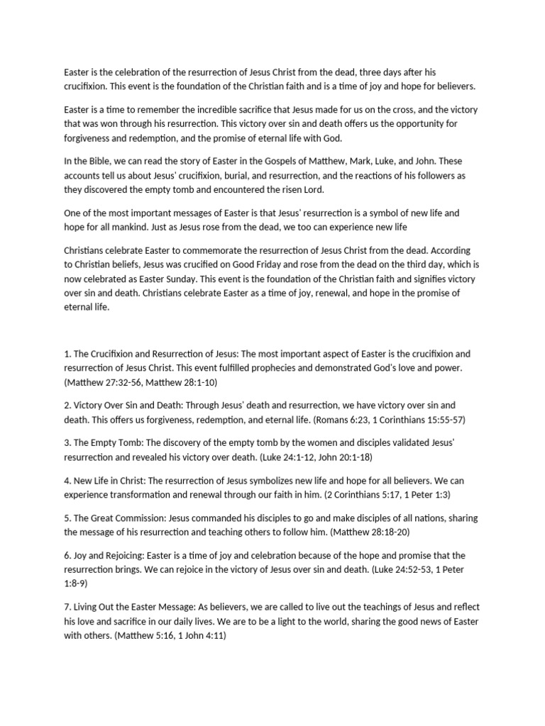 Easter Sunday School Lesson Overview | PDF | Resurrection Of Jesus ...