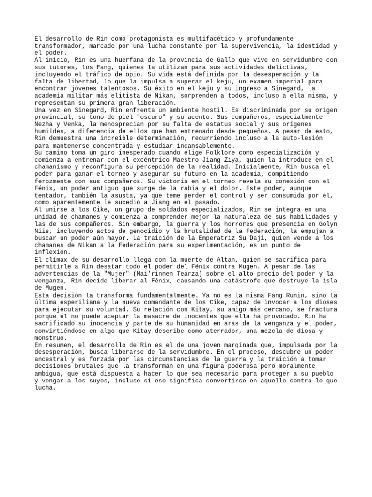 La transformación de Rin en Mai'rinnen Tearza | PDF