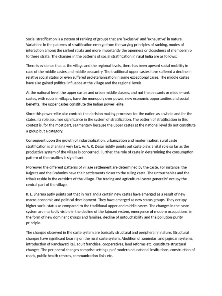 Sociology Notes | PDF | Caste | Social Stratification