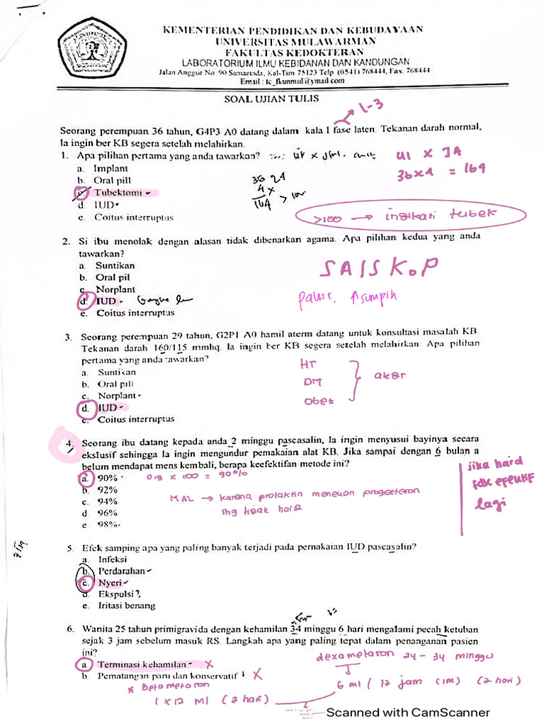 Soal Ujian Tulis Obgyn 1 | PDF